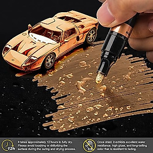 shirylzee 9Pcs Mirror Chrome Markers,Silver & Gold & Rose Permanent Chrome Marker Pens,Waterproof Reflective Gloss Metallic Markers for Repairing, Model Painting,Marking or DIY Art Projects