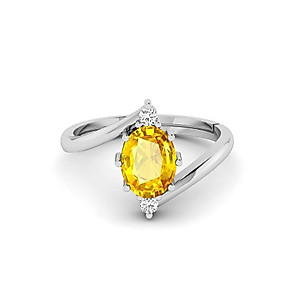 LMDPRAJAPATIS 5.00 Carat Unheated AA+ Quality Natural Yellow Sapphire Pukhraj 925 Sterling Silver Ring for Men And women