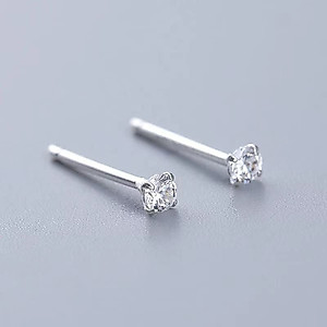 925 Sterling Silver Tiny 2mm Stud Earrings for Women: 5 Pairs Cartilage Helix Hypoallergenic Stud Earrings Clear Round CZ Stud Earrings Set for Women Multiple Piercing