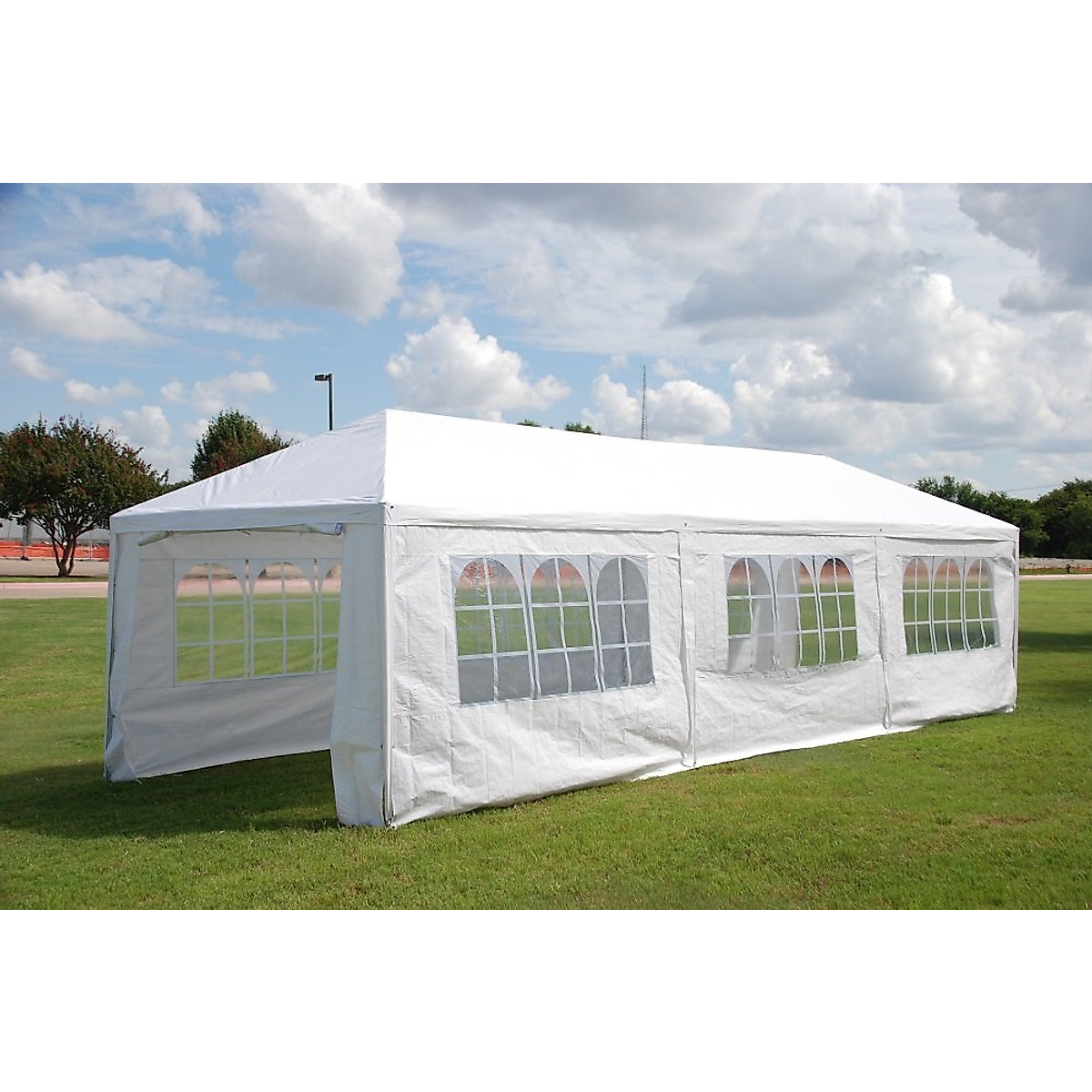 DELTA 12'x30' WDMT PE Party Tent, Wedding Tent, Outdoor Event Canopy, Backyard Garden Shelter Gazebo, Galvanized Steel Frame, Metal Connectors, Carry Bags