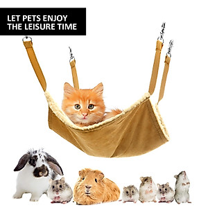 Boao 4 Pcs Guinea Pig Hammock Rat Hammock for Cage Small Animals Hanging Hammock Pet Cage Accessories for Chinchilla Parrot Sugar Glider Ferret(Leopard, Zebra, Black and White Dots, Camel)