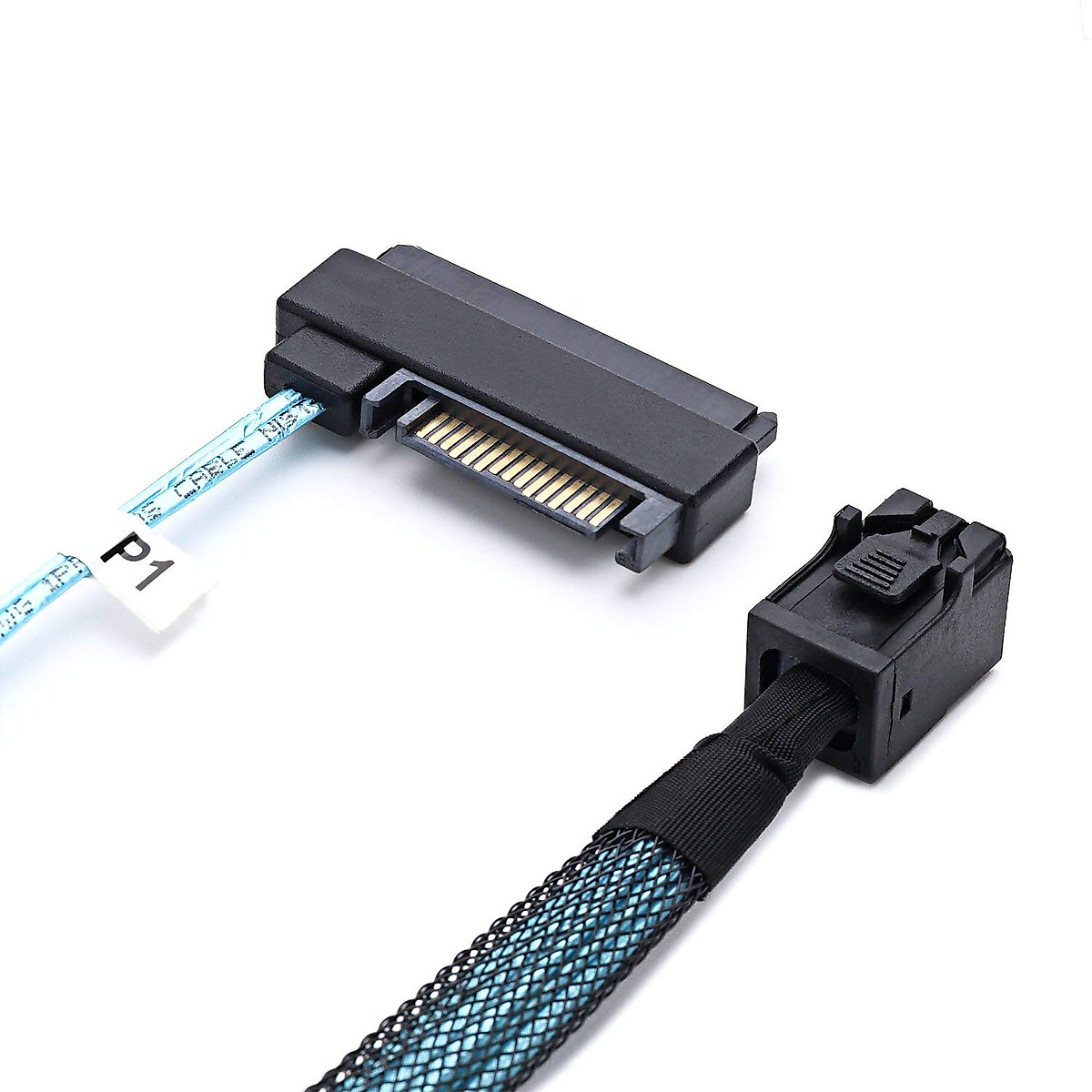 CableDeconn SFF-8643 Internal Mini SAS HD to (4) 29pin SFF-8482 connectors with SAS 15pin Power Port 12GB/S Cable (1M) (H0204)
