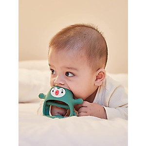 Smily Mia Penguin Buddy Never Drop Silicone Baby Teething Toy for 0-6month Infants, Baby Chew Toys for Teething Pain Relief, Hand Teether for 3-6Months,Gum Massager for Babies, Pine Green