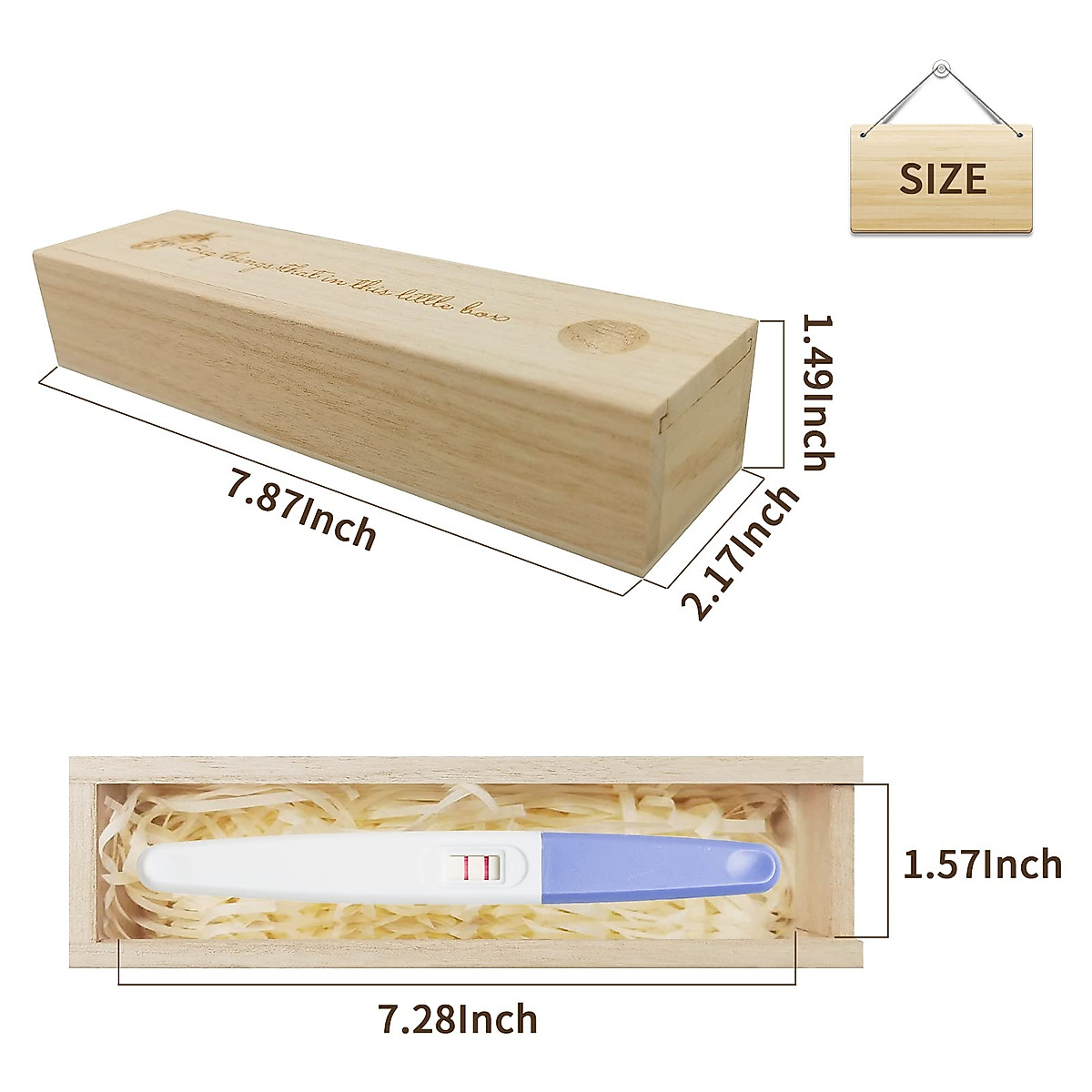 MufHomse Pregnancy Test Keepsake Box Baby Announced Box for Dad Surprise Pregnancy Announcements for Grandparents Baby Keepsake box Pine Wooden Storage Boxes