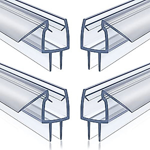 4 Pack Frameless Shower Door Bottom Seal, 3/8 x 39 Clear PVC Shower Seal Strip for 3/8 Inch Glass Shower Door Stop Shower Leaks