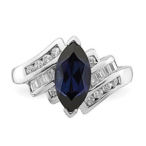 IceCarats 925 Sterling Silver Created Blue Sapphire Cubic Zirconia CZ Marquise Ring September Birthstone Jewelry Size 7