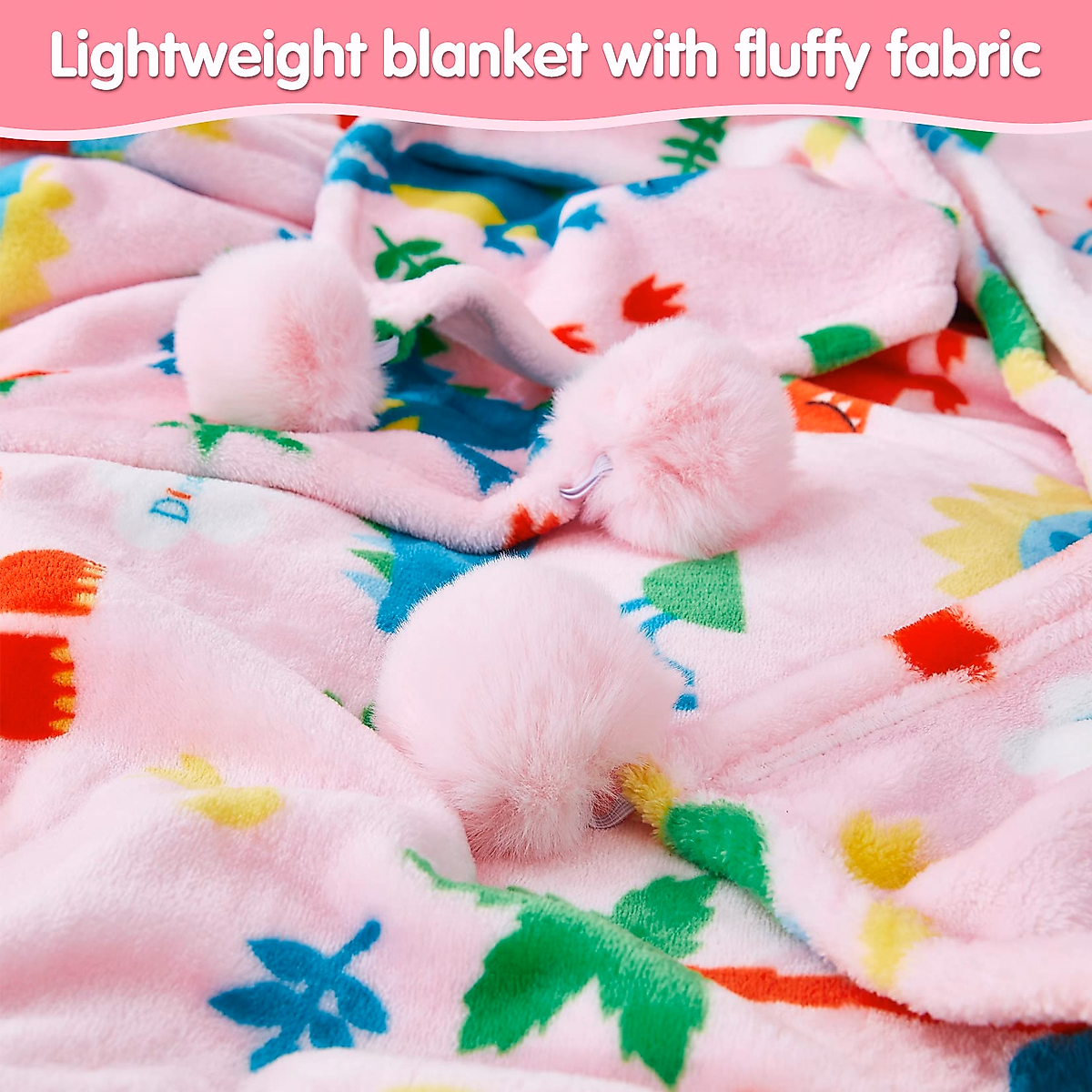 Andywoo Pink Dinosaur Baby Blanket for Girls, Dinosaur Baby Girls Blanket with Vibrant Colors, Cute Dinosaur Toddler Blanket for Girls, Soft and Warm Kids Fleece Blanket - 30x40 Inches