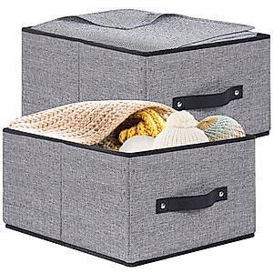 YheenLf Clothing Storage Bins,18.5×11.0×7.9 inches Closet Bin with Handles, Foldable Storage Baskets, Fabric Containers Storage Boxes for Organizing Shelves, Gray, Jumbo, 4-Pack