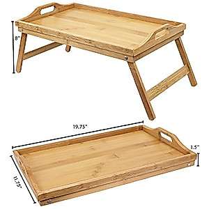 Greenco Bamboo Foldable Breakfast Table, Laptop Desk, Bed Table, Serving Tray
