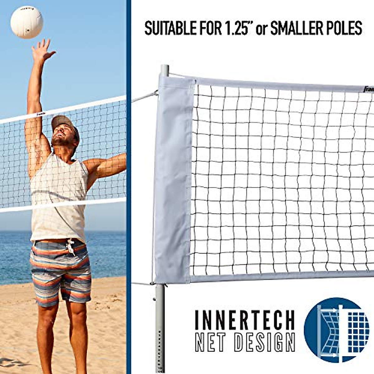 Franklin Sports Volleyball and Badminton Replacement Net - Fits 1.25 Inch Poles
