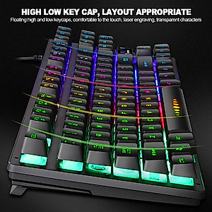 Vbestlife GK10 Wired Gaming Keyboard, 87Key RGB Mechanical Keyboard,led Backlight Keyboard, Ergonomic Computer Supplies, Suitable for laptops and Desktop Computers fosa1mcu1nt3zho139