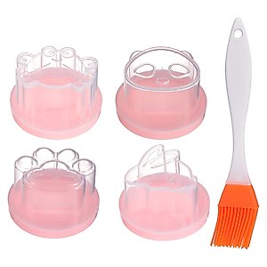 Hemoton 4pcs Egg Poacher Cups Egg Bites Mold Egg Steam Poacher Cooker Breakfast Cooking Utensil For Hard Boiled Poached Scrambled Eggs Kitchen Tools with Brush Pink