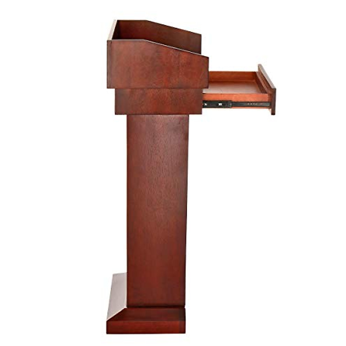 Adir Podium Stand Wood - Height 37.5" Pulpits for Churches, Reception Desk Lectern with Spacious Drawer for Hotels, Seminars, Weddings, and Classrooms (Mahogany)