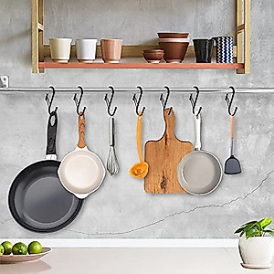 BOYILULEI 10 Pcs S Hooks Metal Heavy-Duty S Shaped Hook Anti Slip with Safety Buckle Design 3.5 Inches for Hanging Utensil Closet Rod Plants Pots Pans Bathroom Kitchen Coffee Cups Wardrobe Black