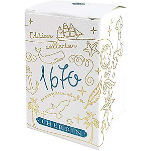 J. Herbin 1670 Anniversary Inks - Gold Sheen 50 ml Bottled - Emerald of Chivor (Emerald Green-Blue Ink)