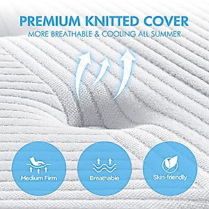 Lechepussleep King Size Mattress, Lechepus 10 Inch Medium Firm Hybrid Mattress, Pocket Innersprings for Motion Isolation, Breathable Tight Top Mattress in Box, CertiPur-US (LT-1901-1150)