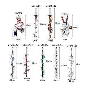 Anime Slayer Keychain Pin Set - Cartoon Figures 9 Hashiras Mini Katana Sword Key Chains Enamel Pin Jewelry Men Women (9 Hashiras Pins)