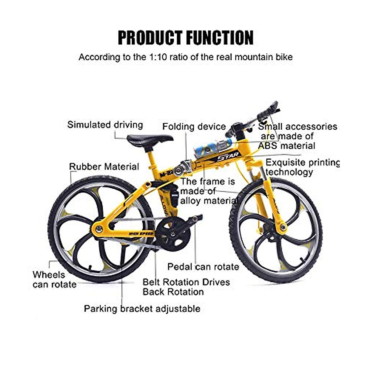 Lynkaye 1pcs Mini Bike Finger Mountain Bike Zinc Alloy Finger Mountain Bike Mini Bicycle Model Cool Boy Toy Decoration Crafts for Home,Bedroom,Living Room,Office,Study Decoration (Yellow)
