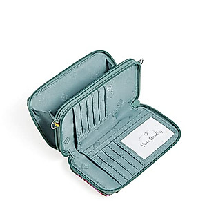 Vera Bradley Women's Cotton All in One Crossbody Purse With RFID Protection, Rosy Outlook - Recycled Cotton, One Size