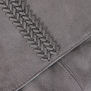 ZLYC Women Bohemian Nubuck Leather Fringe Bag Pouch Tribal Tassel Cross Body Shoulder Bag, Gray