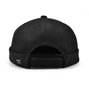 Zegoo Men Women Skullcap Beanie Worker Sailor Cap Rolled Cuff Retro Brimless Outfit Hat Black