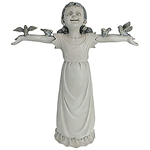 Design Toscano NG34012 Basking in God's Glory Little Girl Outdoor Garden Statue, Medium, Two Tone Stone