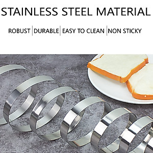 2pcs 8” Pancake Ring Stainless Steel Omelet Ring Large Corn Pancake Mold Nonstick Cooking Rings Pancake Mould Metal Shaper Circles For Fried Egg For Breakfast Pancake Omelette Sandwich