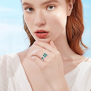 SCZKLAQ St Patricks Day Four Leaf Clover Ring 925 Sterling Silver Lucky Clover Rings Irish Lucky Clover Ring Spinner Anxiety Ring St Patricks Day Gifts for Women