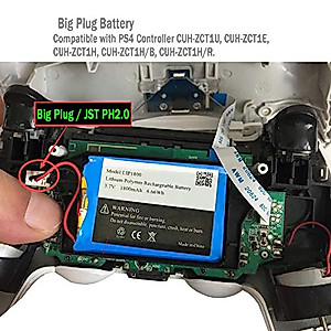 3.7v 1800mAh Battery for PS4 Controller Battery Replacement LIP1522 1000mAh Bateries Pack (CUH-ZCT1U Battery for PS4 V1-3)