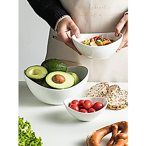 Miamolo Triple Ceramic Serving Bowl Set with Stand - White Serving Tiered Stand,Set of 3 Oval Bowl Set Perfect for Table Decoration Set Party Chip Rack Display Salad Bar Serving Set - Black Stand