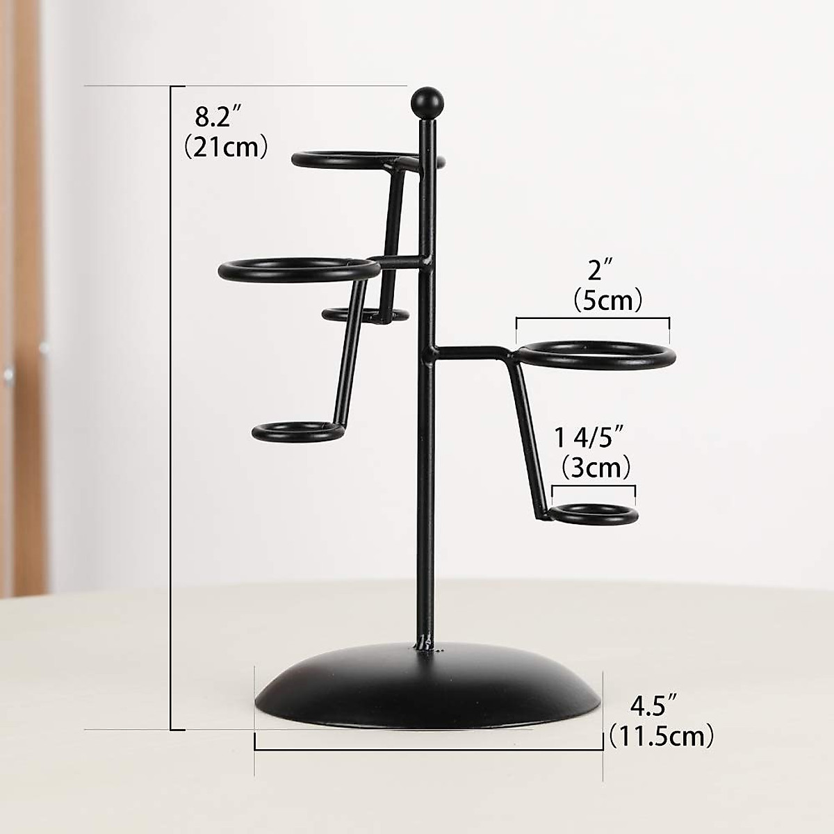 Black Iron Ice Cream Cone Holder Stand with Base 3 Holes to Display Snow Cones Sushi Hand Rolls Popcorn Candy French Fries Sweets Savory