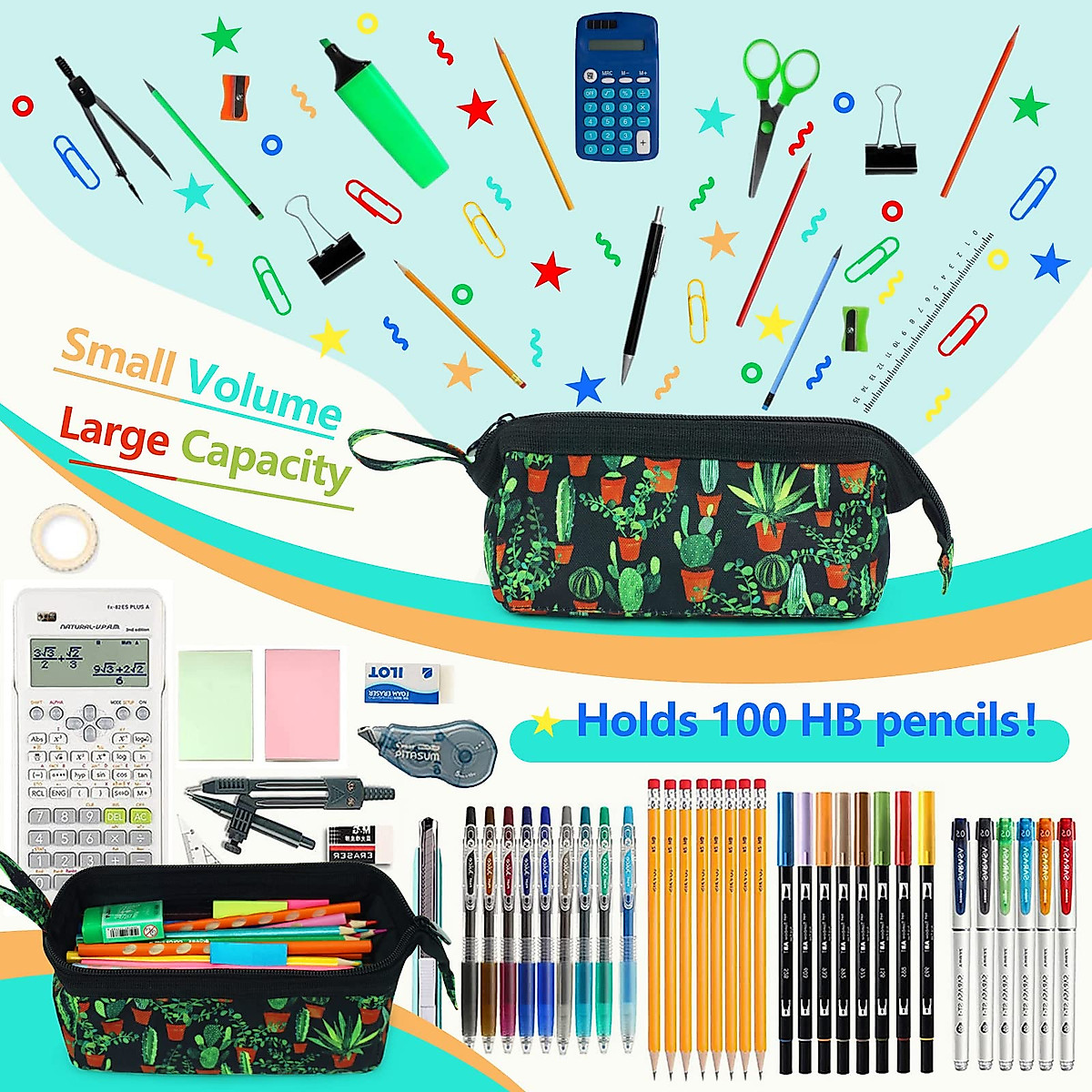 Pencil Case Durable Lightweight,Makeup Bag With Smooth Zipper, Multifunction Cosmetic Bag Easy Grip Handle,Suitable For Boys, Girls And Adults. For School Supplies And Cosmetics