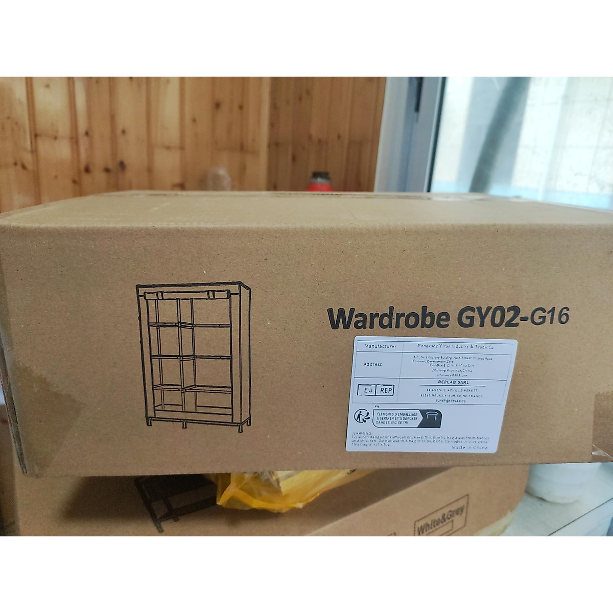 Buzowruil Canvas Wardrobe Portable Closet Wardrobe Clothes Storage with 6 Shelves and Hanging Rail,Non-Woven Fabric, Quick and Easy Assembly,Grey