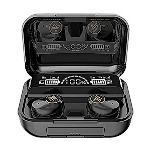 MOHALIKO M16 TWS 2000mAH Wireless Earbuds, Bluetooth 5.1 Headphones 180H Playtime, Semi-in-Ear Bluetooth 5.1 Sport Earphone with Touch Control Stereo Earbud for Work, Home Black