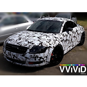 VViViD Vinyl Camouflage Pattern Wrap Air-Release Adhesive Film Sheets (1ft x 5ft, Snow Camo)