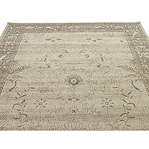 Unique Loom La Jolla Collection Farmhouse, Contemporary, Botanical, Traditional, Vintage Area Rug, 9 x 12 ft, Light Brown/Dark Brown
