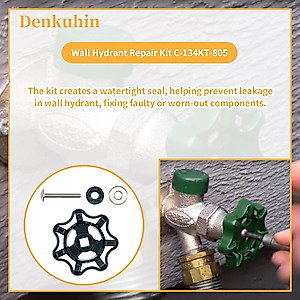 Denkuhin C-134KT-805 Handle & Screw Kit Compatible with Prier Wall Hydrant Faucet Repair Kit C-144/244 Series, Replace for C-144KT-807