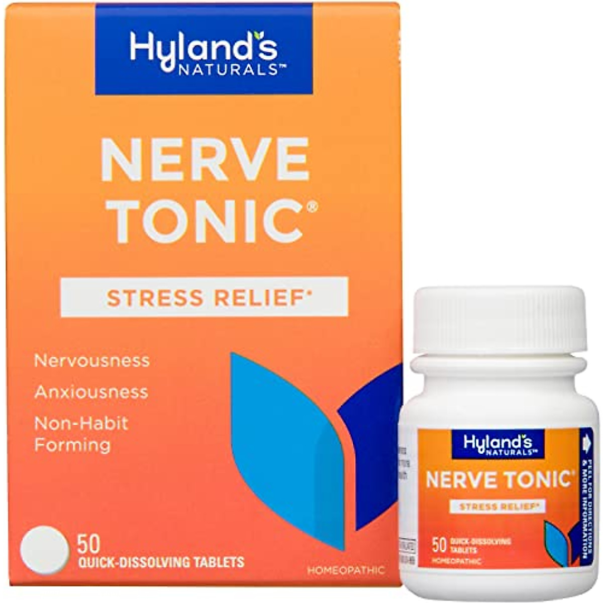 Hyland's Nerve Tonic Stress Relief Tablets, Natural Relief of Restlessness, Nervousness and Irritability Symptoms, Non-Habit Forming, 50 Count