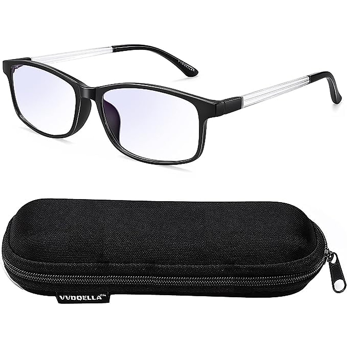 VVDQELLA Blue Light Blocking Reading Glasses Men Anti Glare Scratch Readers Women TR90 Lightweight Frame Computer Glasses (Black 1pc, 0.50)