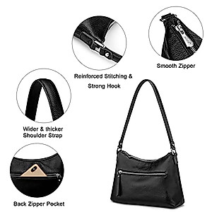S-ZONE Small Leather Purses for Women Shoulder Hobo Bags and Handbags with Outside Pocket