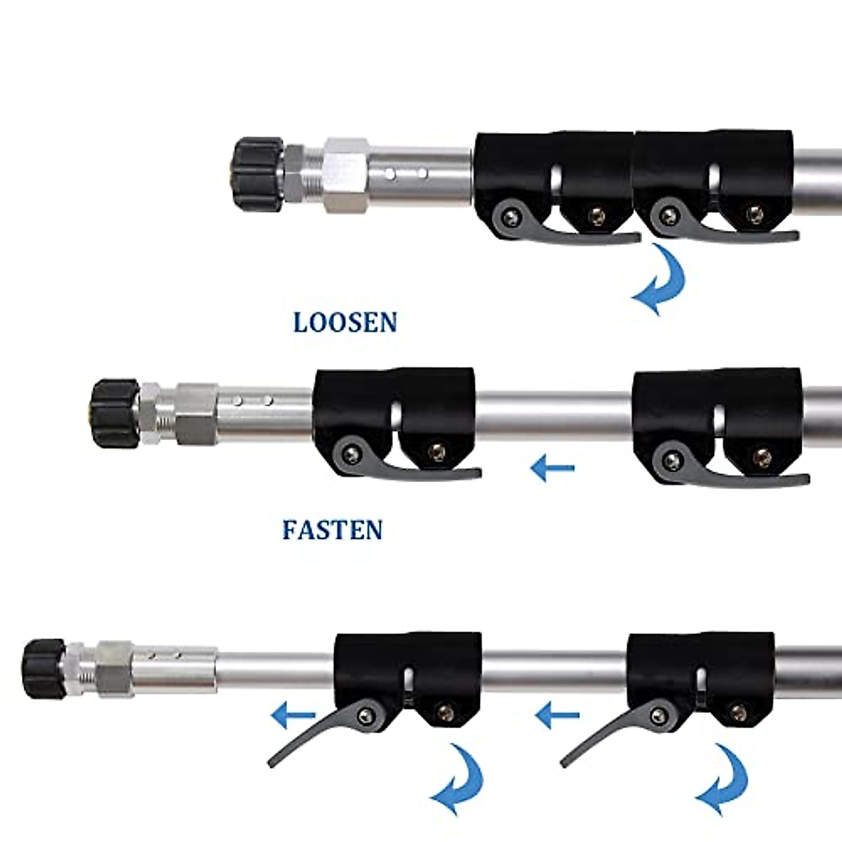 Biswing Commercial Grade Telescoping Pressure Washer Wand for Pressure Washers with Belt, Gutter Cleaner Attachments & 5 Nozzle Tips, 4000 PSI
