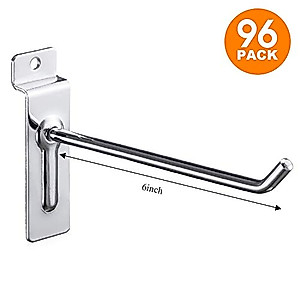 Polmart 6" Heavy Duty Slatwall Panel Hooks - Pack of 96 (6-inch)