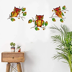 JFRISING Metal Owl Wall Art Decor Outdoor Indoor Hanging Wall Sculpture Decorations for Home Garden Bedroom Living room Bathroom , 3 Pack