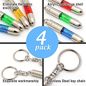 SWEETHOMEDECO 4 Packs Car Static Human Body Static Eliminator Discharger, Silver Tone High Voltage Anti-Static Keychain ESD Tool Sets, Charger 1811