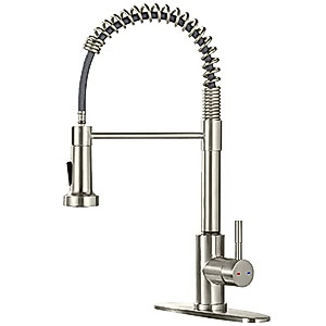ARRISEA Kitchen Faucets Brushed Nickel, 3 Hole Stainless Steel Kitchen Faucet, Laundry Sink Faucet with Sprayer, Single Handle Outdoor Sink Faucets with Deck Plate, Llave de fregadero de cocina