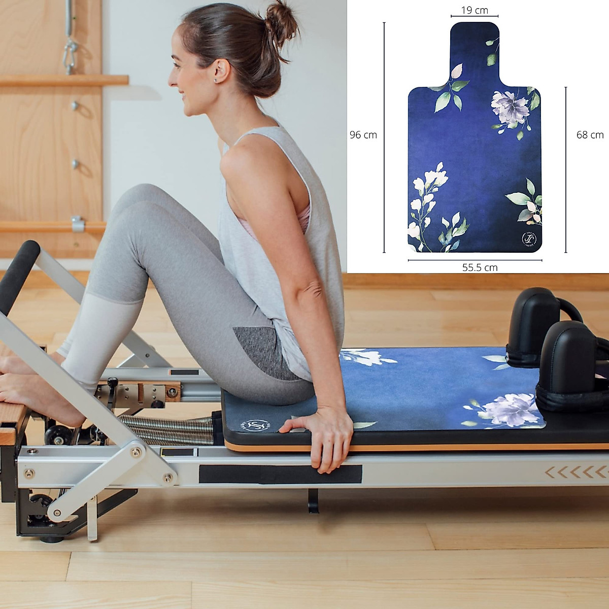 Pilates Reformer MatPilates Reformer Machine TowelExercise MatFitness Gym MatMini Travel Yoga Mat Black Rubber BackingLight WeightNon SlipPortable Mat With A Carry BagPilates Socks Optional