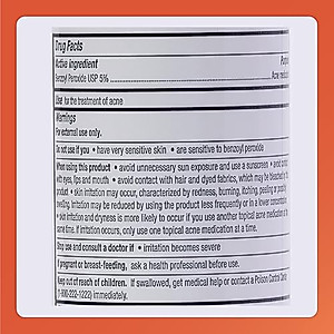 Rugby Benzoyl Peroxide Wash USP 5% - Helps to Clear Acne Pimples and Dry Oily Skin - Acne Medication - 8 Fl. Oz.