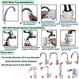 Faucet Water Filter with Washable Filter,Tap Water Filter, Faucet Mount Water Filters for Kitchen Sink, Reduces Chlorine & Bad Taste - Fits Standard Faucets