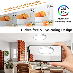 CHARYJOD LED Flush Mount Ceiling Light, 9inch Low Profile LED Ceiling Light,18W 5000K Ultra Thin Round Ceiling Light Fixture for Kitchen Bedroom Hallway Garage Laundry Stairwell Basement Closet White