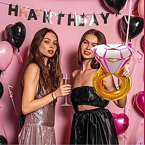 Generic 2 Pcs Diamond Ring Balloon(Pink), Engagement Ring Balloon, Bridal Shower Balloons,Engagement Party Decorations,Wedding Ring Balloon,Ring Balloon Bachelorette